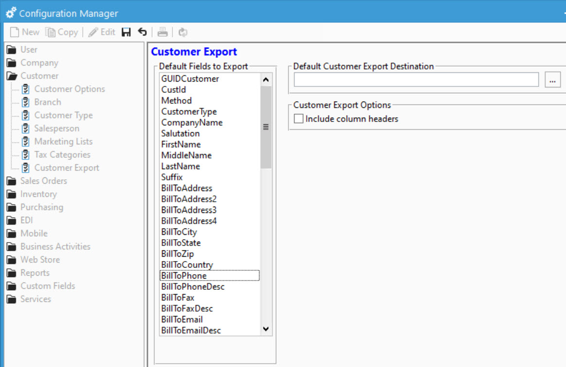 Exporting the Customer List.